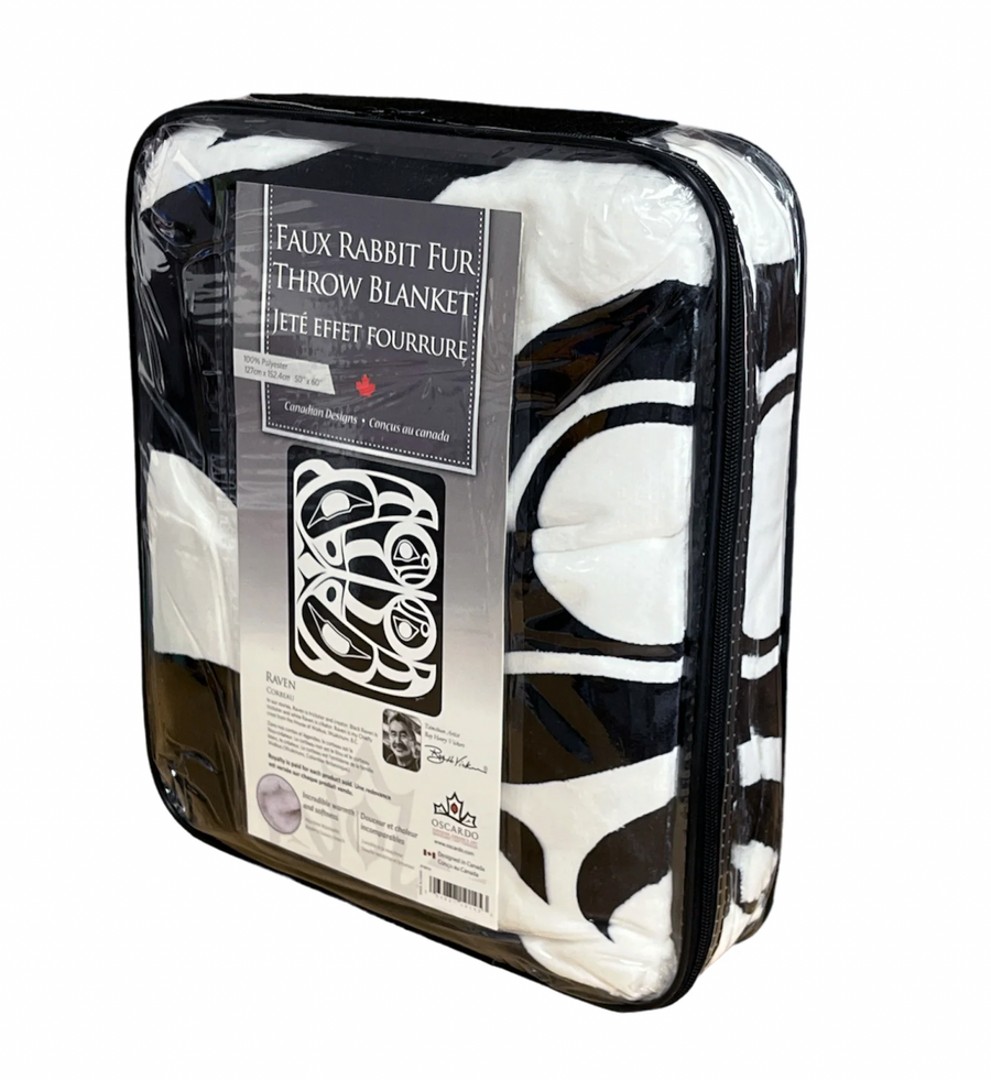 Roy Henry Vickers Raven Faux Rabbit Fur Throw Blanket – Indigenous Gifts